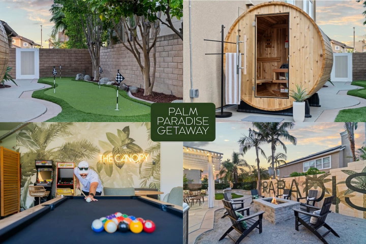 Palm Paradise: Hot Tub, Barrel Sauna, Putting, Gym - Placentia