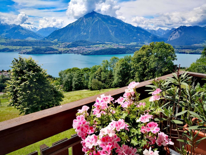 2-stöckiges Chalet Apartment Nahe Interlaken · Panoramablick Auf Den Thunersee & Jungfrau - Spiez
