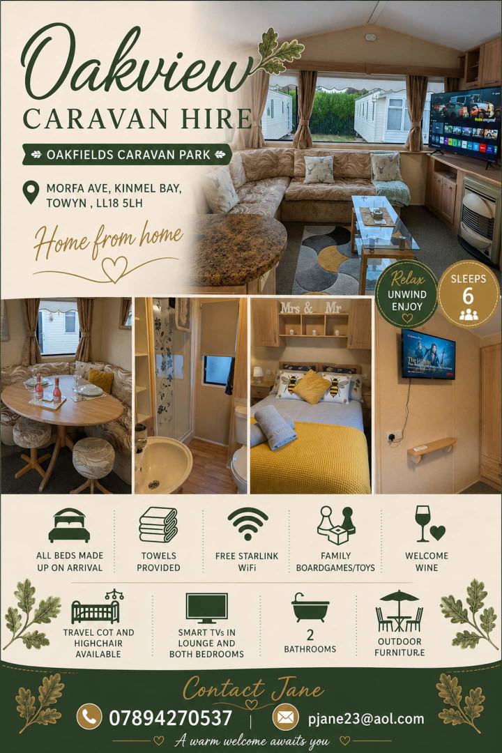 Oakview Caravan, Oakfields Caravan Park, Towyn - Rhyl