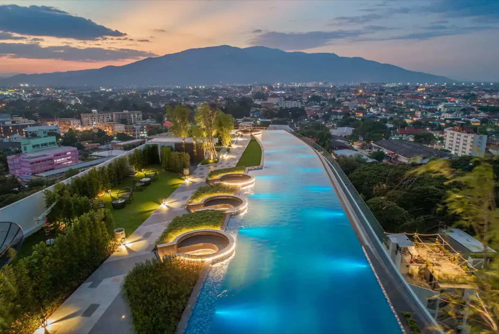 E-1) Appartement Avec Vue Sur La Ville, Salle De Sport, Piscine, Rivière, Ciel - Chiang Mai
