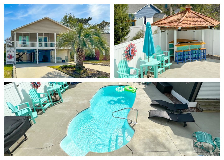 Pool + Tiki Bar | Dog-friendly Oki Beach Stay - Oak Island, NC