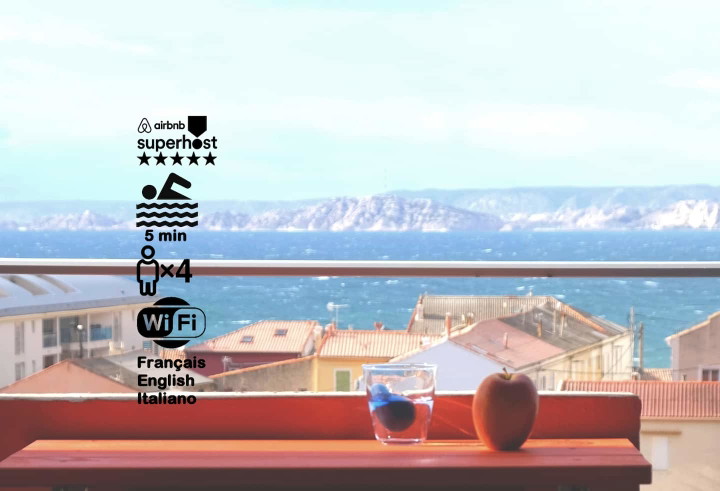 Vue Mer, Balcon, Parc Calanques - Plages à 5mn ! - Calanques de Marseille