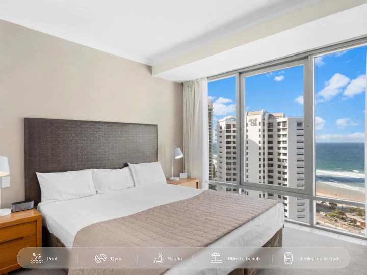 Ocean View King Bed Studio | Steps To Beach & Tram - Surfers Paradise