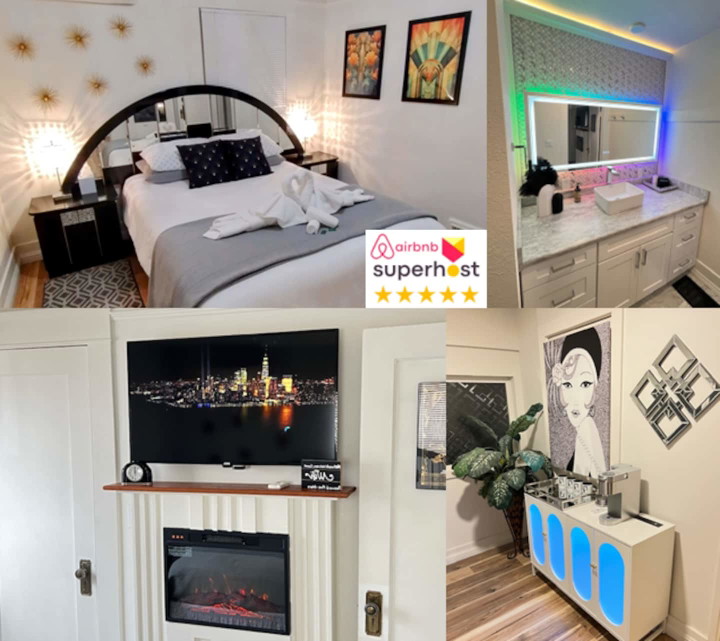 Deco Studio Retreat: Fireplace, Wifi, Queen Bed - Reno, NV