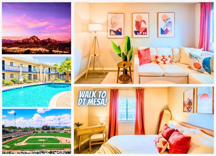 Sunstone Retreat | Downtown Mesa, Pool+w/d+65" Tv - Mesa, AZ