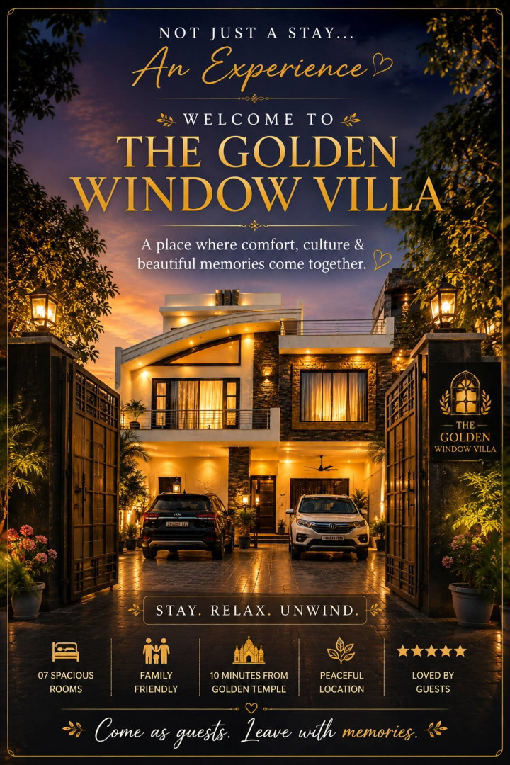 The Golden Window Villa (Entire) 07 +1 Bed Rooms. - Amritsar