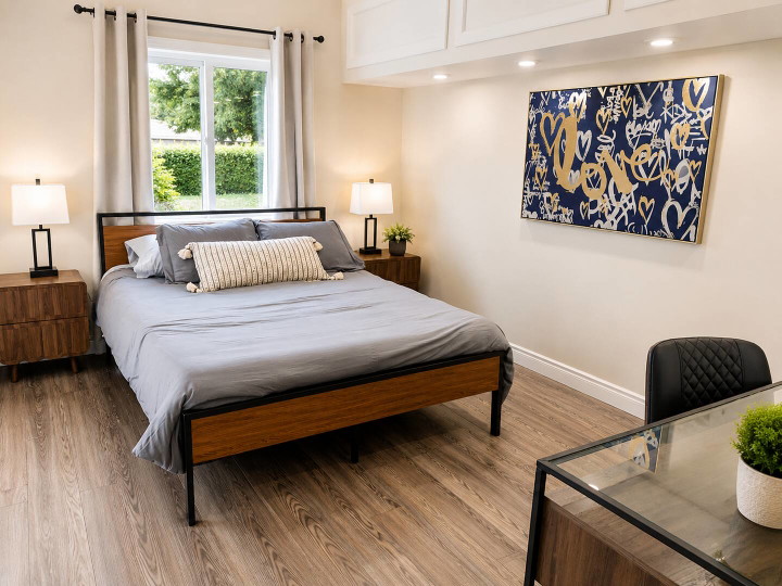 Workspace & Laundry | Modern 2br Main Floor Apt - Sudbury