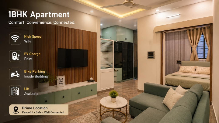 The Luxe Nest | Cozy Luxury 1bhk | Couple-friendly - 