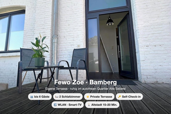 Fewo Zoe Terrasse, 2 Chambres, Près Du Centre - Bamberg