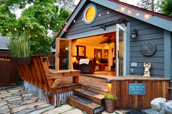 Zen Open Air Cottage: 12ft Doors & Redwood Deck - Nevada City, CA