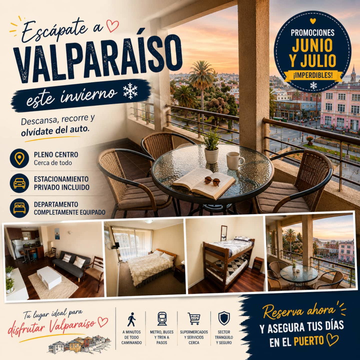 Unbeatable Location! Full Apartment + Parking - Valparaíso