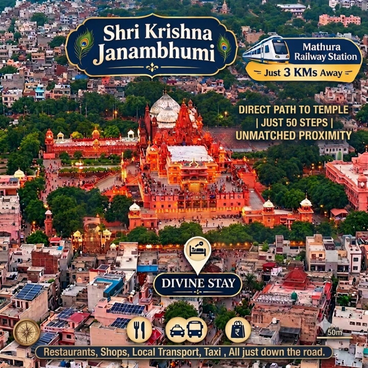 Divine Stay |Janambhumi Front | Private Sleeps 2-6 - Mathura