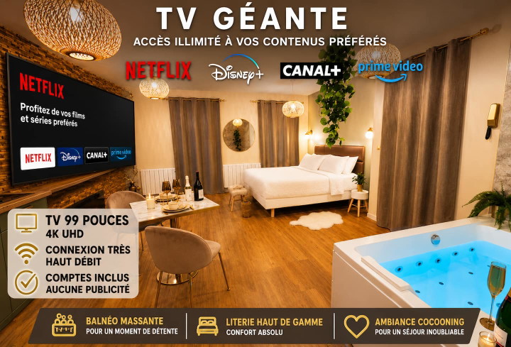 La Parenthèse - Balnéo - Tv Géante - Lit King Size - Ain