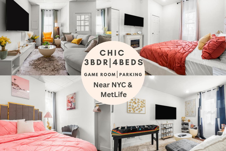 Stylish 3br W/game Room+parking Near Nyc & Metlife - Jersey City, NJ
