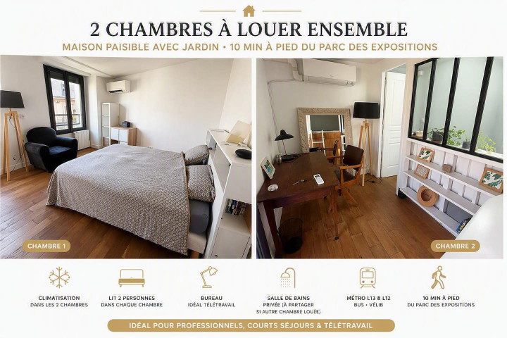 2 Chambres Avec Balcon - 10mn Paris Expo à Pied - Paryż