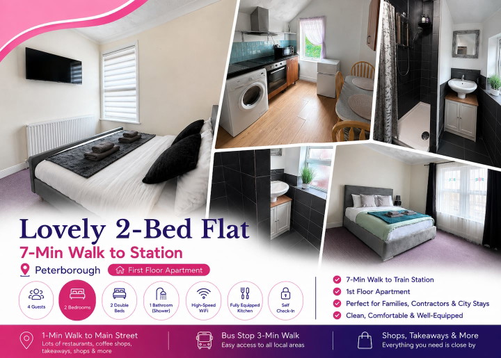 Lovely 2-bed Flat | 7-min Walk To Station (Aldr) - Peterborough