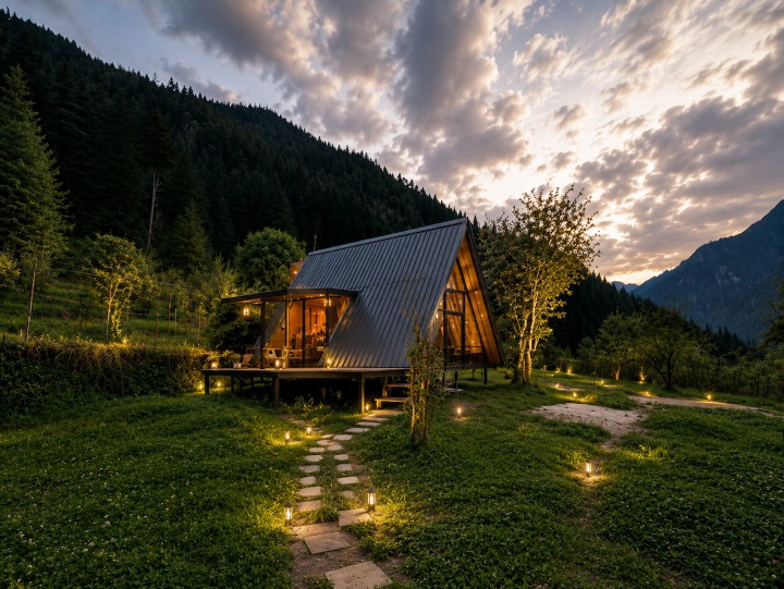 Cozy A-frame Cabin With Mountain & Garden View - Kasol