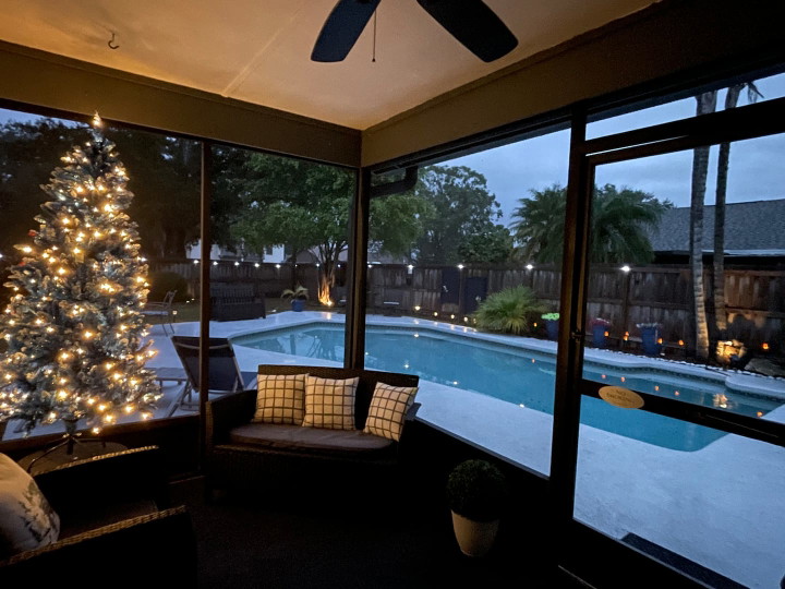 Relaxing Yard & Pool At Downton Blue -