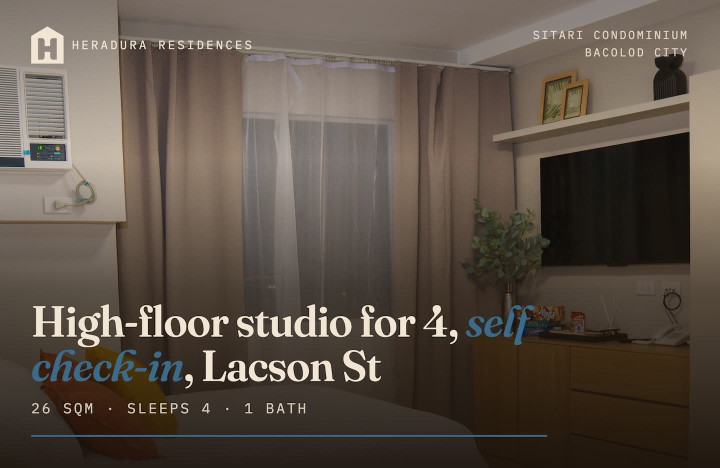 High-floor Studio For 4, Self Check-in, Lacson St - Bacolod