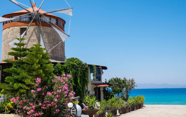 Windmill Tower Beach House In Rhodes Island - Greece