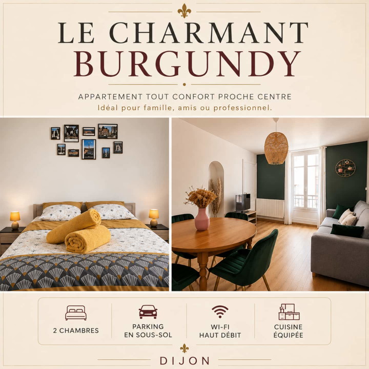 Le Charmant Burgundy, 2 Chambres, Parking Privé - Dijon