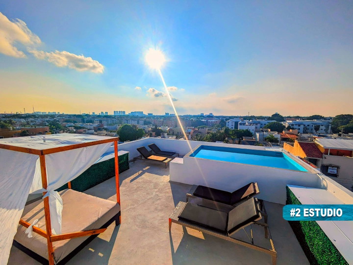 Rooftop Pool Studio Full-equipped & 15min To Beach - Cancún