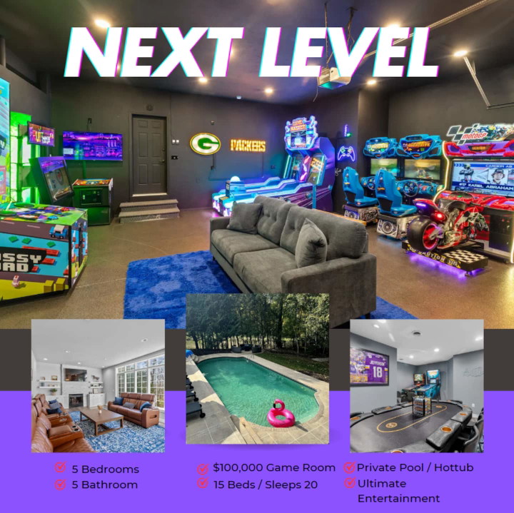 Next Level~100k Game Room~ Sleeps 20~ Pool~spa - Green Bay, WI