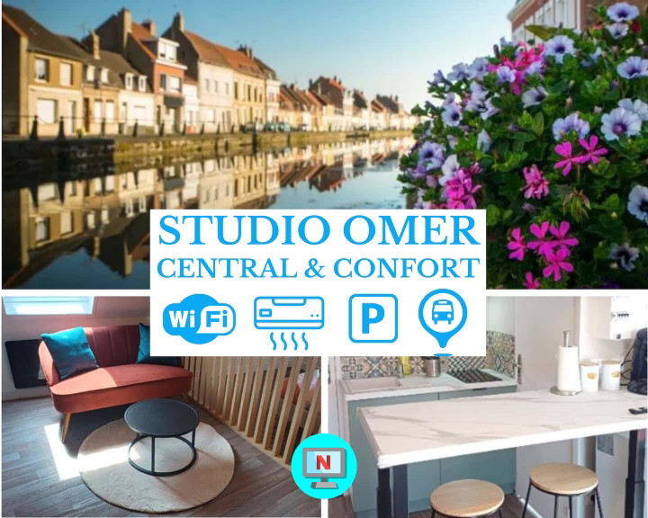 Studio Omer Clim Netflix & Wi-fi - Centre Ville - Arques