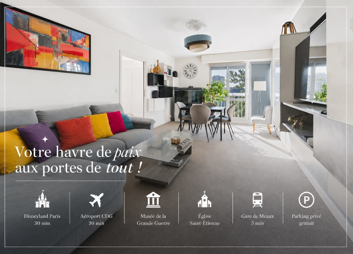 Valéssia Home T5 100m2 Proche Disneyland Prk Privé - Meaux