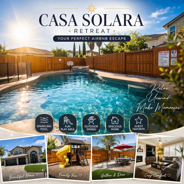 Casa Solara Retreat Oasis W/ Pool, Playset & Patio - Sacramento