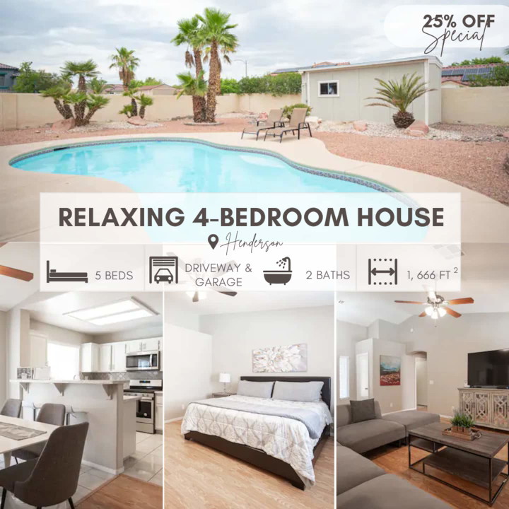 Gainesborough · 35% Off Fall Special - Relaxing 4 Bedroom House - Henderson, NV
