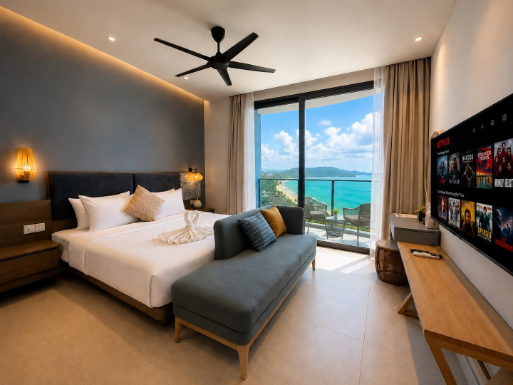 Seaview Balcony Studio | Infinity Pool | Beachwalk - Pantai Cenang