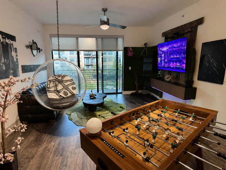 Skyline Noir | Game Loft & Balcony View - Dallas, TX