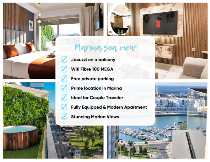 Vue Sur La Marina, Jacuzzi, Parking, Arrivée Autonome, Wifi Rapide - Tanger