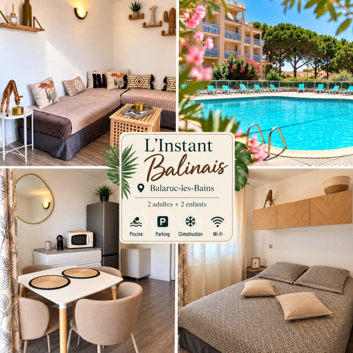 L éCrin Balinais T2 Piscine Climatisation Parking - Balaruc-les-Bains