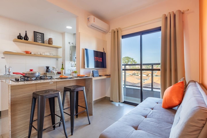 Top-notch Flat With 1 Bedroom  2 Air Conditioners  Garage  Swimming Pool - Campinas