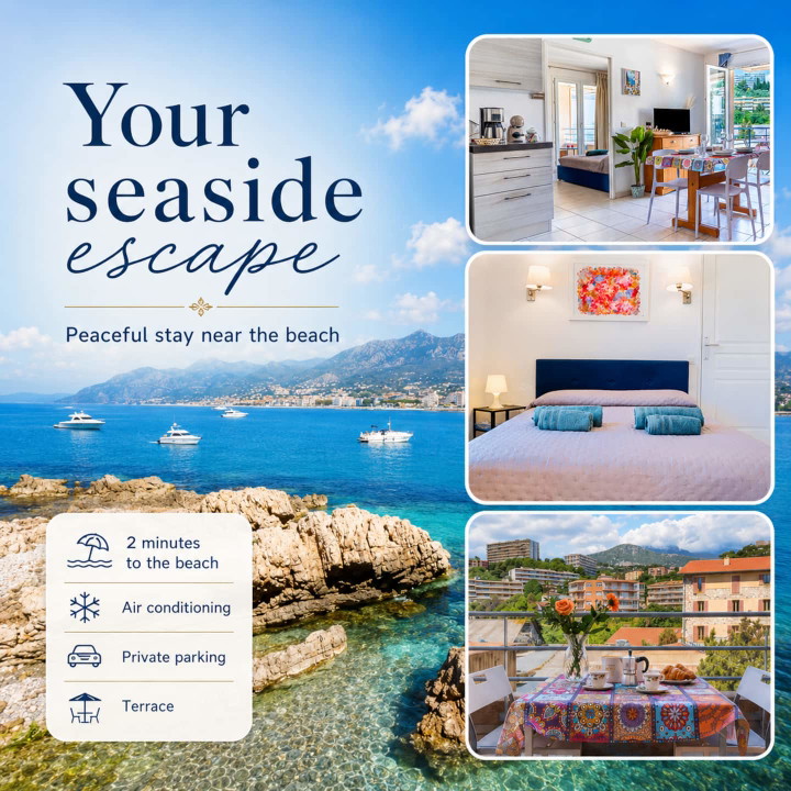 Cap Riviera  Plage à 2 Minutes-parking-4 Pers - Roquebrune-Cap-Martin