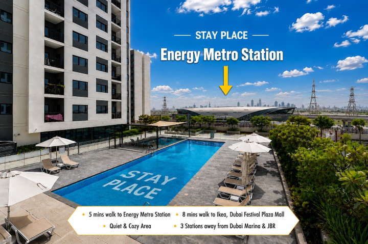 Premium Studio-5 Min Walk 2 Metro & Festival Mall - Dubai