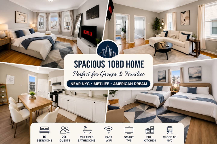 Spacious 10bd Home | Very Close To Nyc & Metlife - Newark, NJ