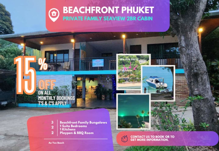 Private Beachfront 2br/2ba, Family Bungalow & Toys - Phuket