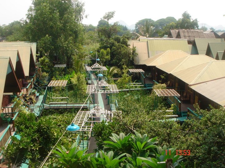 Sams House 
Wood Bungalow Built On Top Of River. - Kanchanaburi