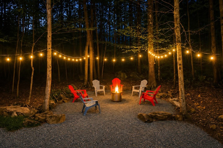 Stylish Pocono Cabin Fire Pit Sleeps 8 - Lake Wallenpaupack, PA
