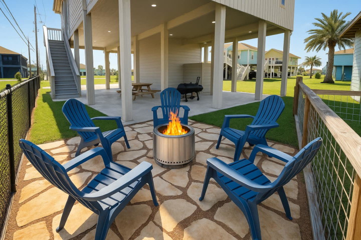 Beach Access~golf Cart~games~fire Pit~beach Chairs - Crystal Beach, TX