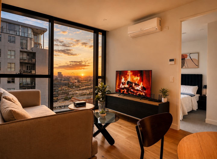 Modern City View Apartment With Pool, Gym & Sauna - Melbourne