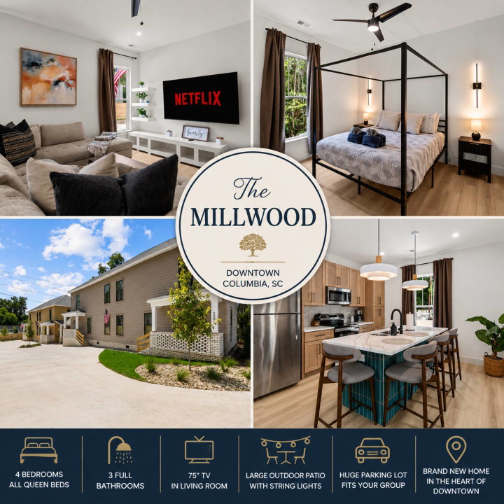 The Millwood | Luxury Home 4 Queens 3 Baths - Columbia, SC