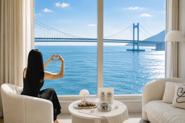 4/거실,방 광안대교 바다뷰바다도보1분올리브영도보30초헬스장무료주차밀락더마켓30초 - Busan