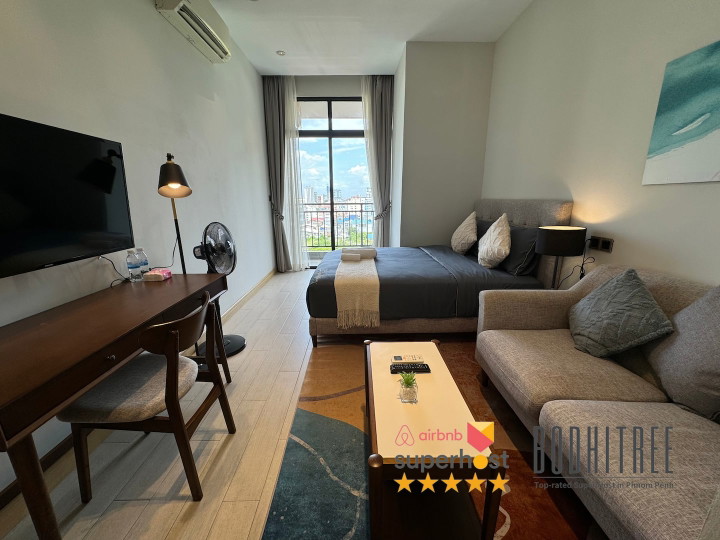 4.8 Top-rated | City-view Studio Condo (Pool&gym) - Cambodia